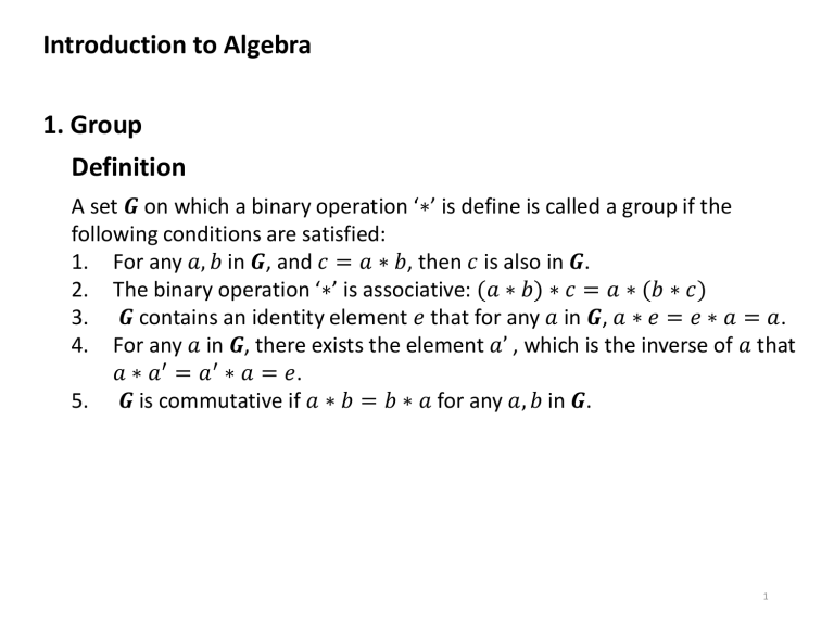 Introduction to Algebra: Groups and Fields