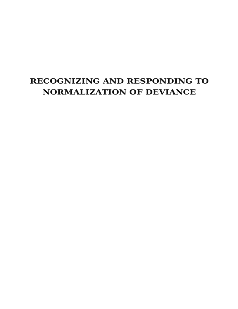 Normalization of Deviance in Process Safety