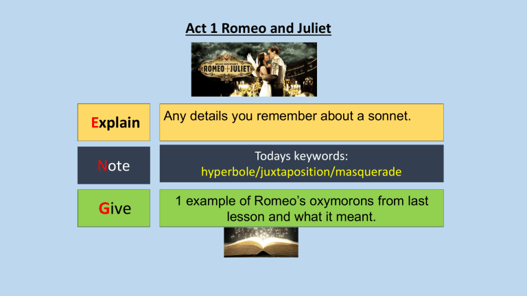 Romeo and Juliet Act 1 Lesson Plan