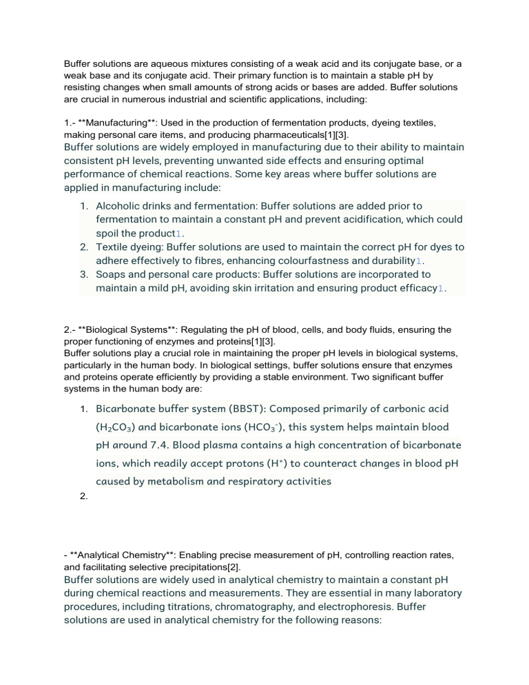 Buffer Solutions: Applications & Mechanisms