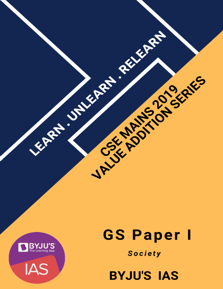 GS Paper I Society Study Material