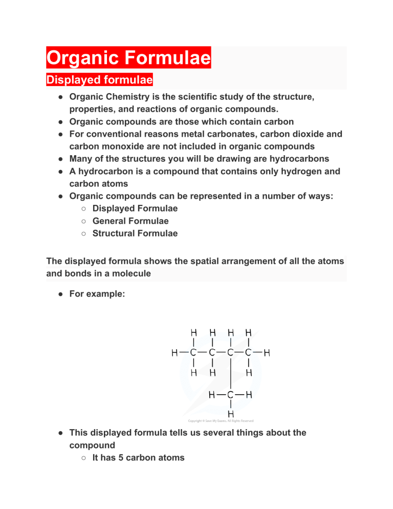 Organic Chemistry Formulae & Fossil Fuels