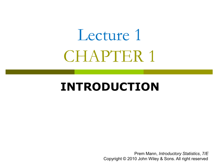 Intro to Statistics: Lecture 1 Concepts
