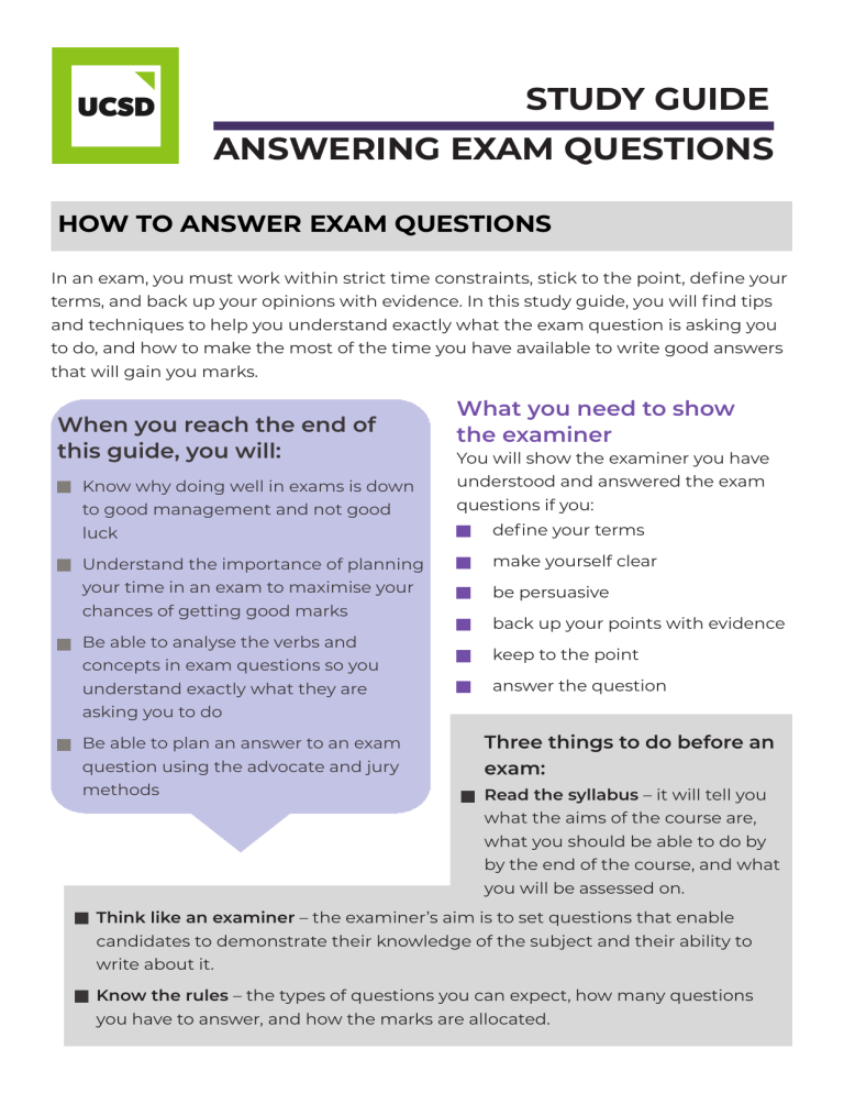 Exam Answering Study Guide: Tips & Techniques