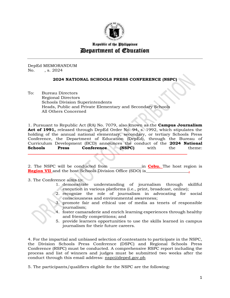 2024 National Schools Press Conference Guidelines