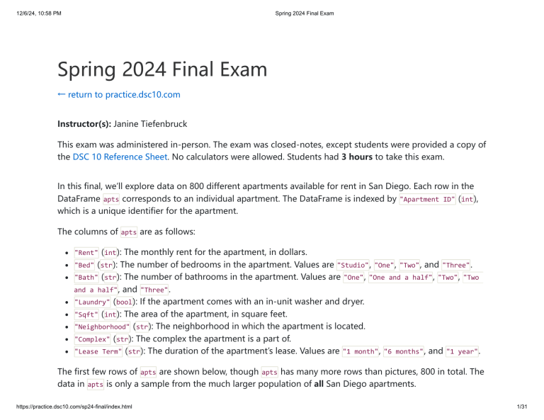 Spring 2024 Data Science Final Exam
