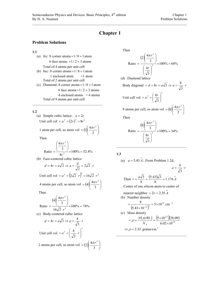 Semiconductor Physics Problem Solutions