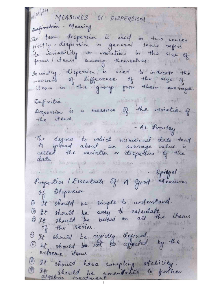 Measures of Dispersion: Definition & Properties