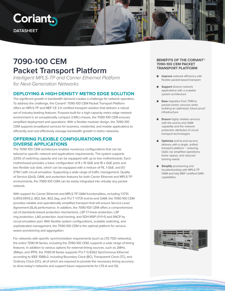 Coriant 7090-100 CEM Packet Transport Platform Datasheet