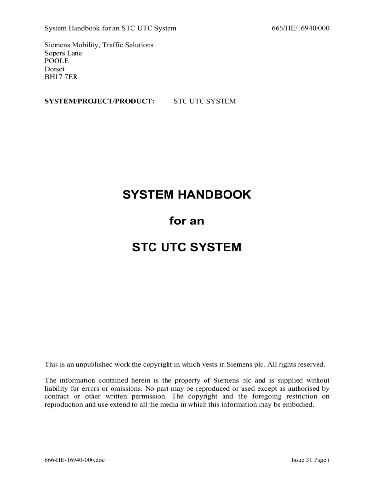 STC UTC System Handbook