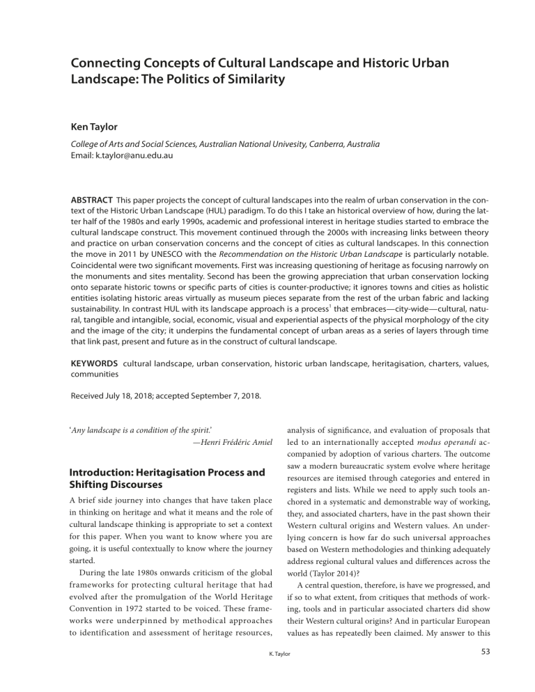 Cultural Landscape & Historic Urban Landscape: Politics of Similarity