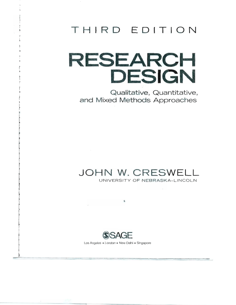 Research Design: Qualitative, Quantitative, Mixed Methods
