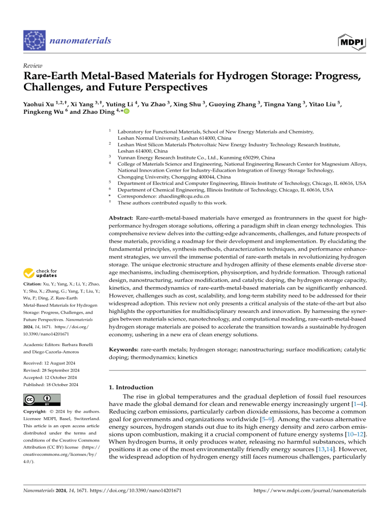 Rare-Earth Metal Hydrogen Storage Review