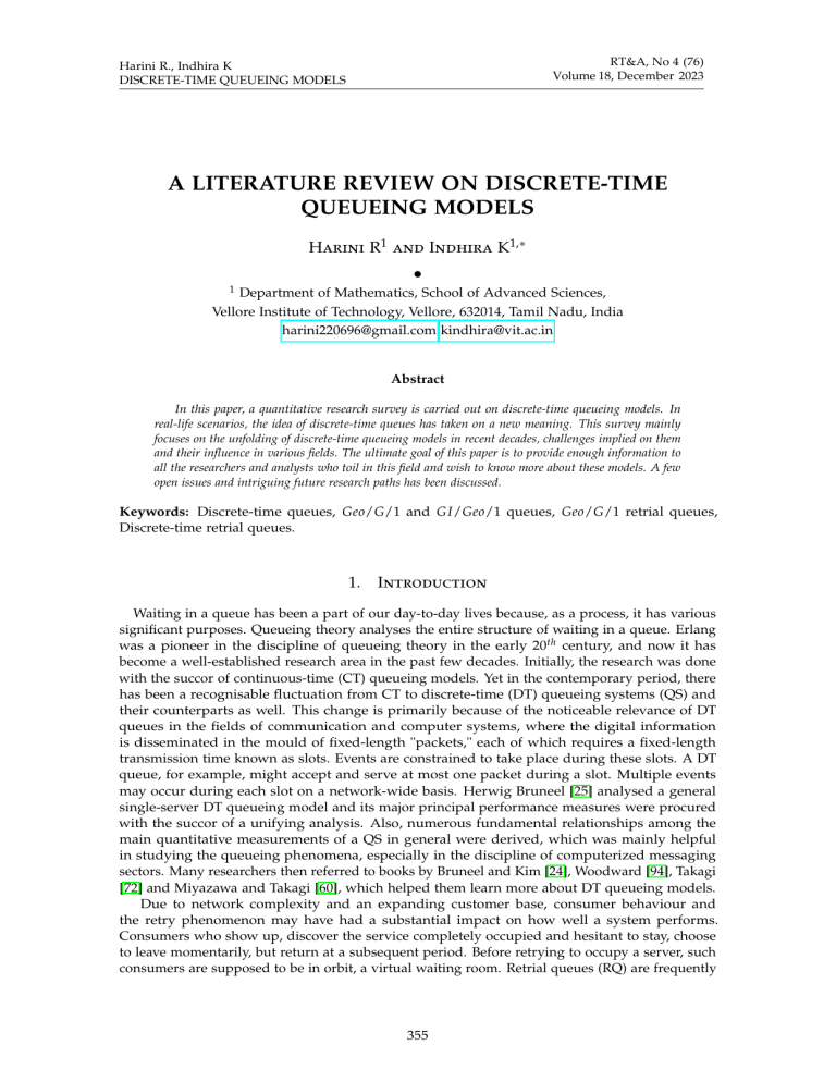 Discrete-Time Queueing Models: A Literature Review