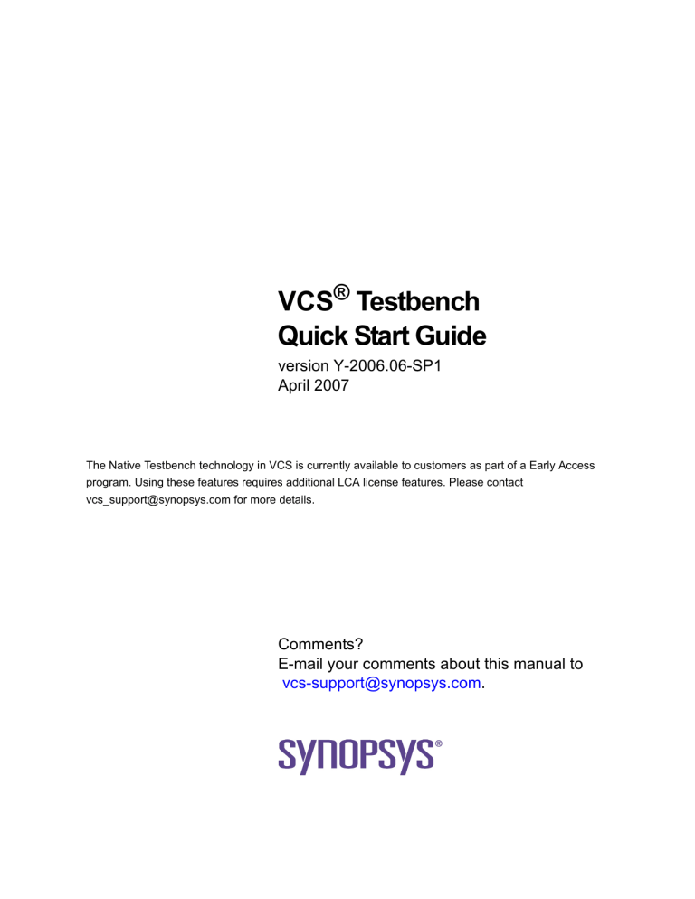 VCS Testbench Quick Start Guide