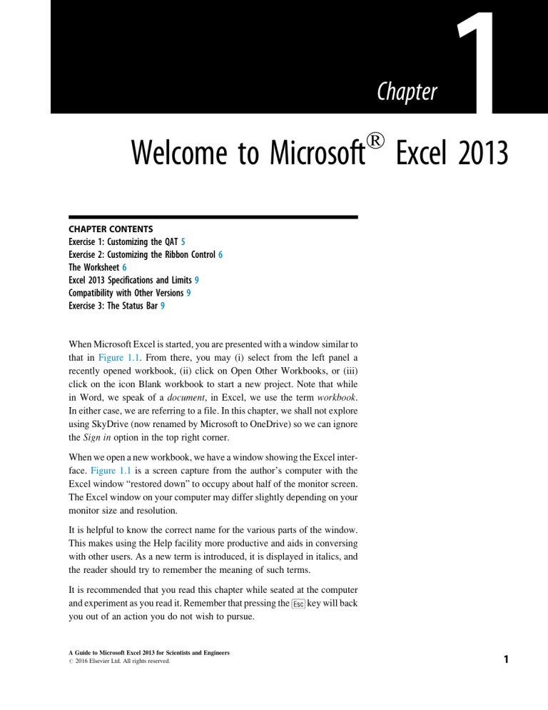 Excel 2013 Introduction: Interface and Customization