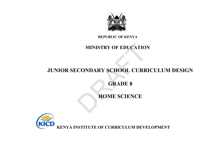 Grade 8 Home Science Curriculum Design - Kenya