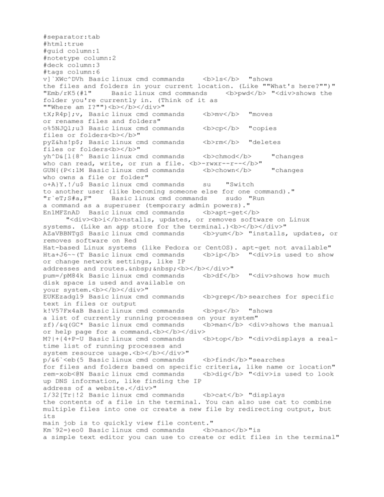 Basic Linux Command Reference Sheet