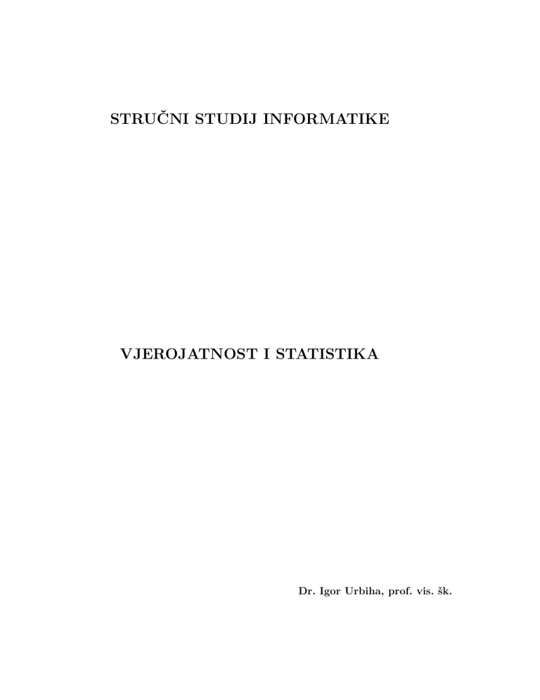 Vjerojatnost i statistika - Nastavni materijal