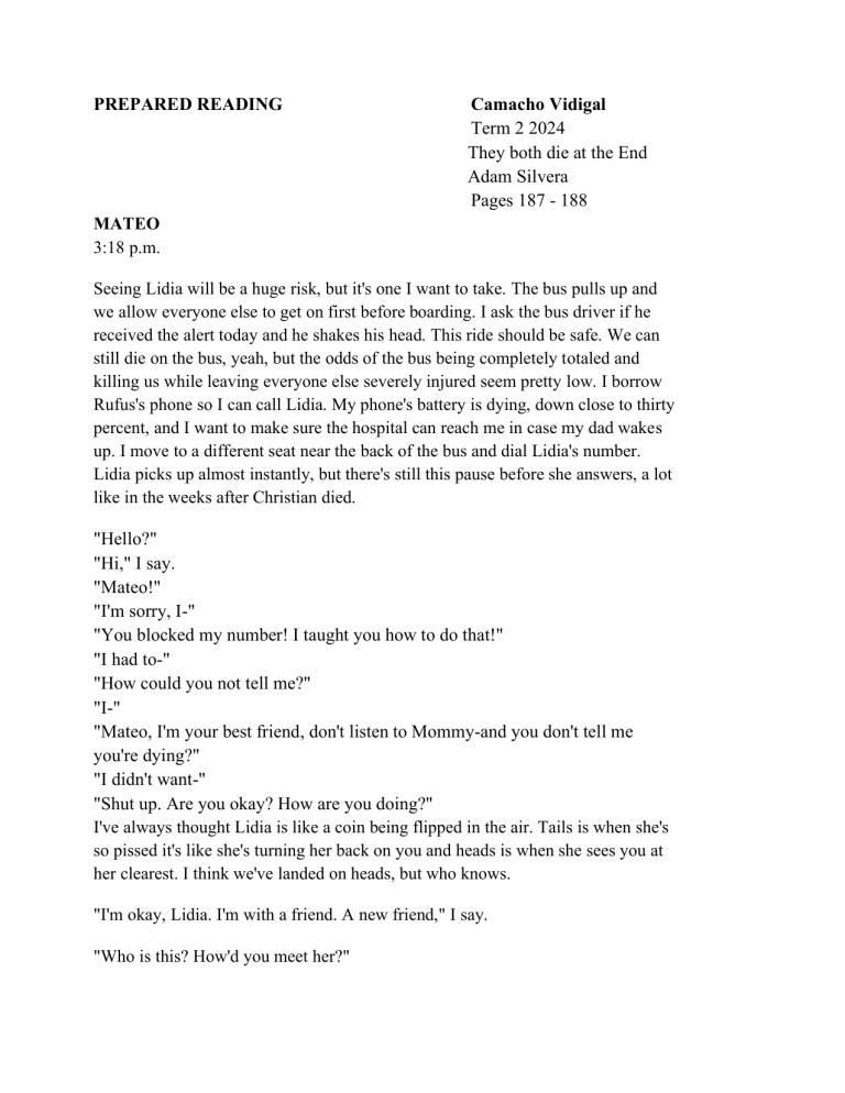 They Both Die at the End Reading Excerpt