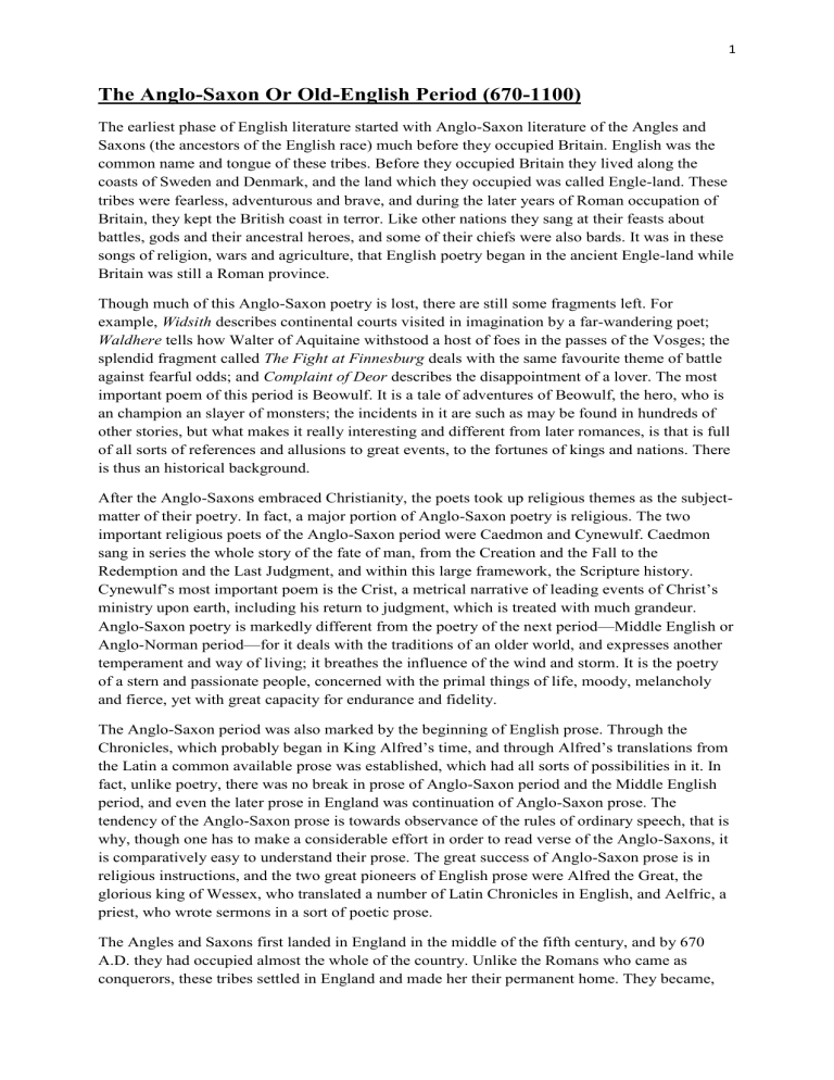 Anglo-Saxon & Anglo-Norman English Literature Overview