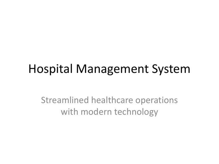Hospital Management System Project Overview