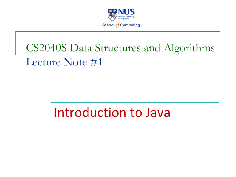 Java Introduction Data Structures And Algorithms Lecture Note