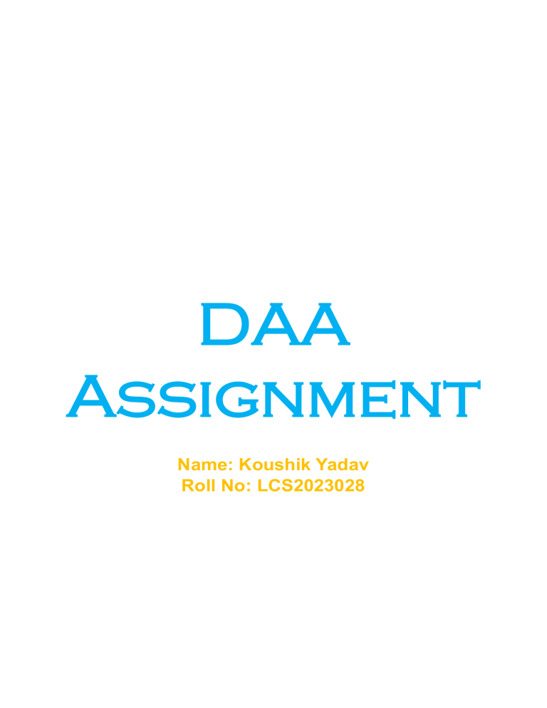 DAA Assignment: Algorithms Implementation