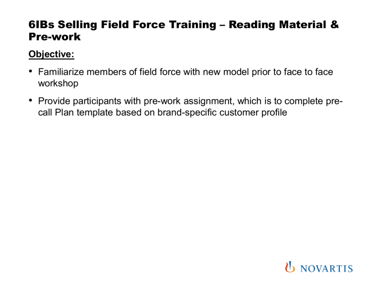 6IBs Selling Field Force Training Material