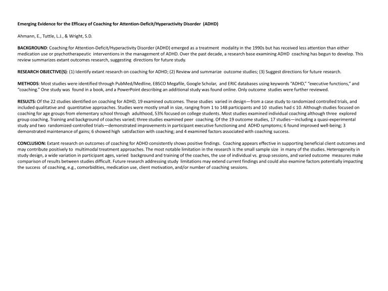 ADHD Coaching Efficacy: Research Review
