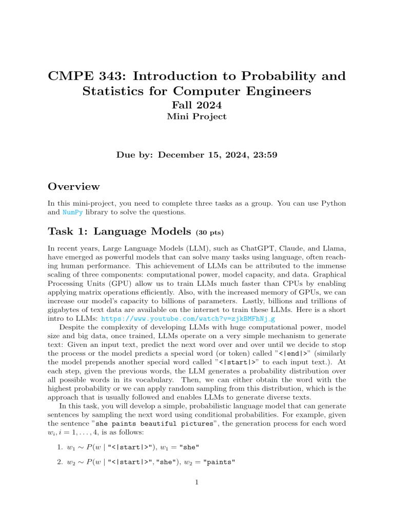 Probability & Statistics Mini Project for Computer Engineers
