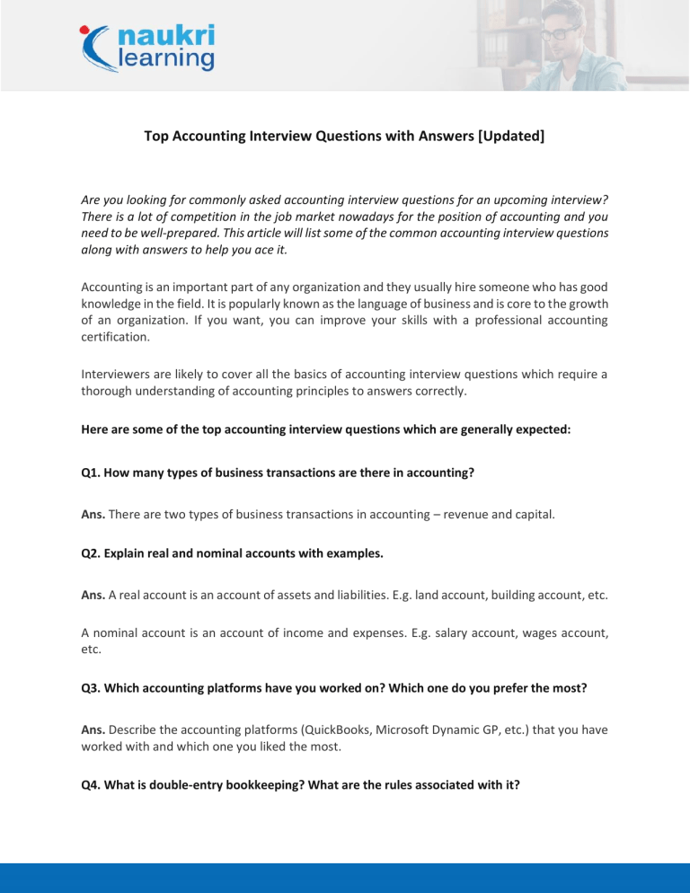 Accounting Interview Questions & Answers