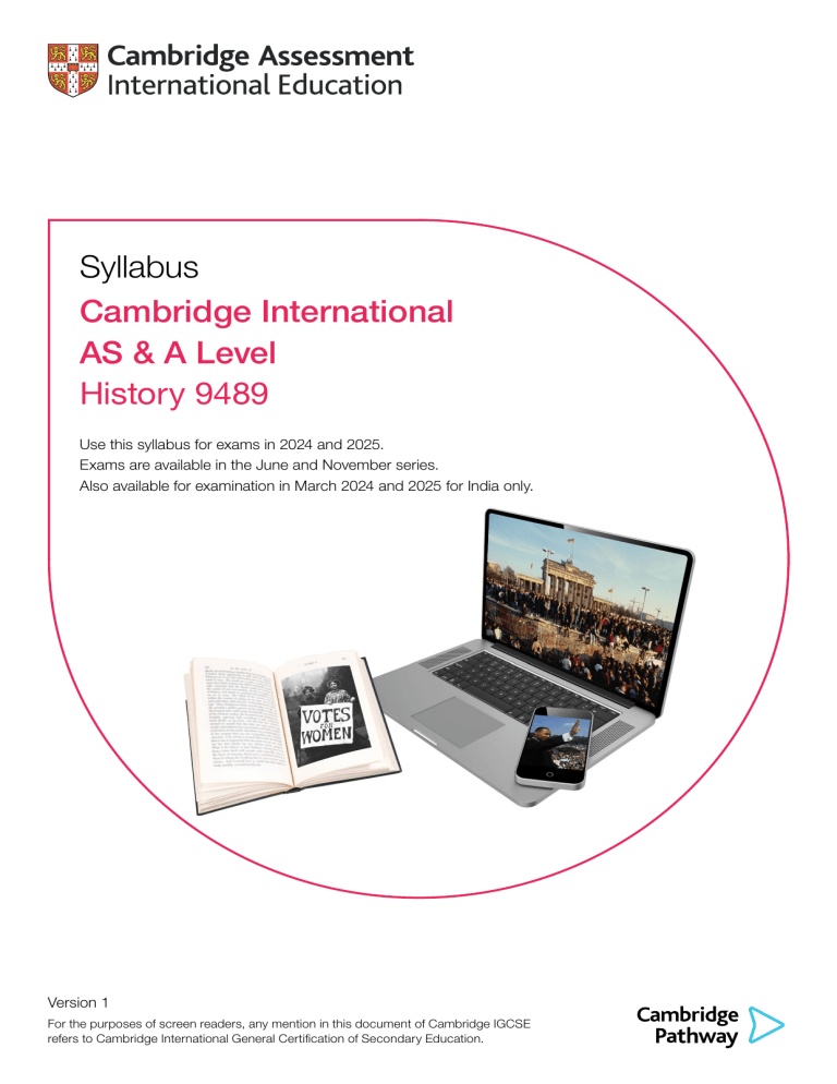 Cambridge AS & A Level History 9489 Syllabus