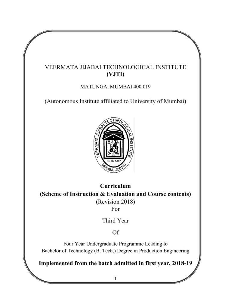 VJTI Production Engineering Curriculum