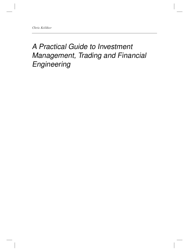Investment Management, Trading & Financial Engineering Textbook