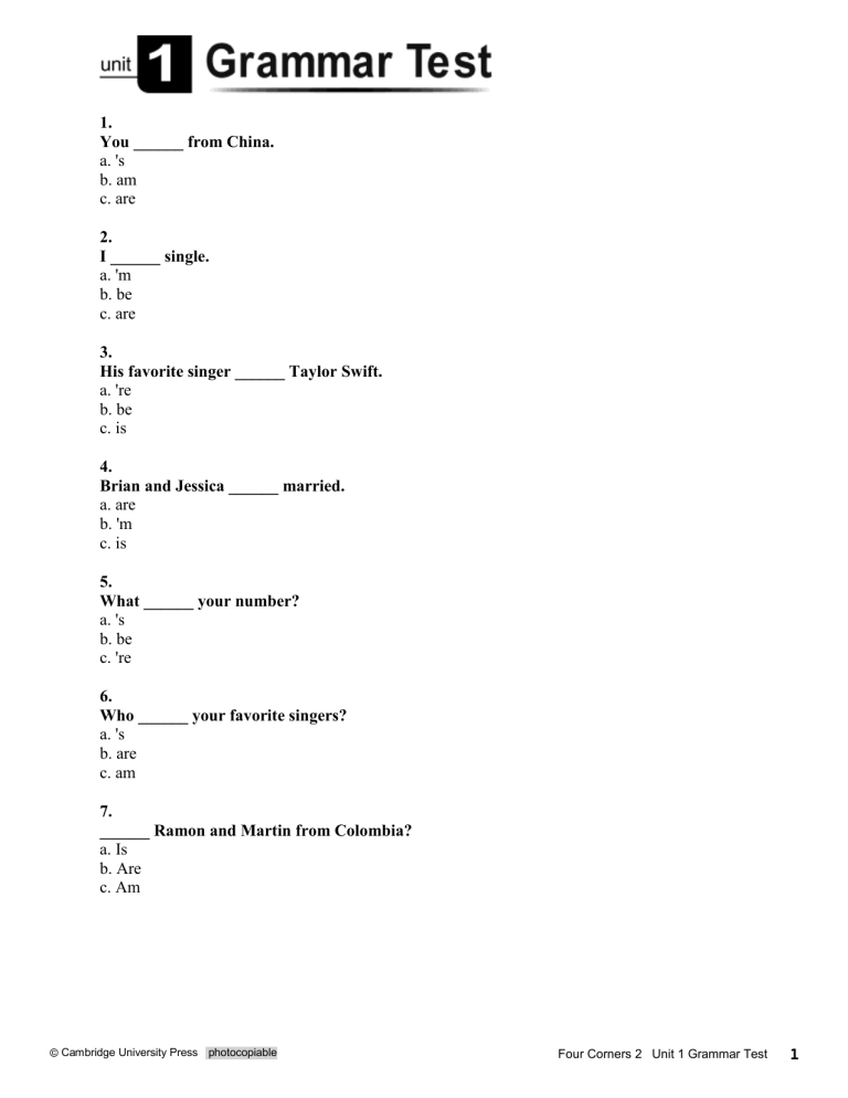 English Grammar Test: Verb Conjugation & Sentence Structure