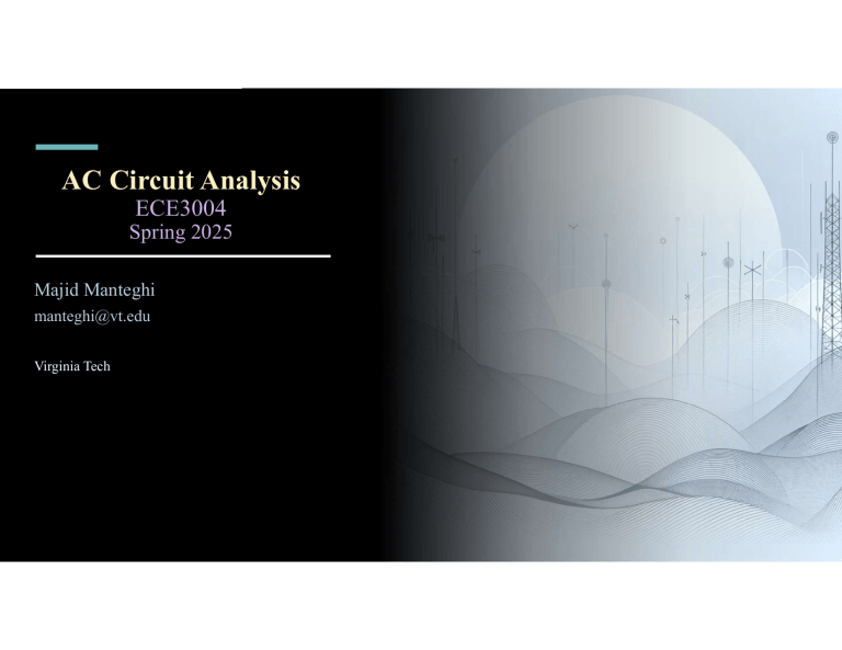 AC Circuit Analysis: Phasors, Impedance, and Frequency Domain