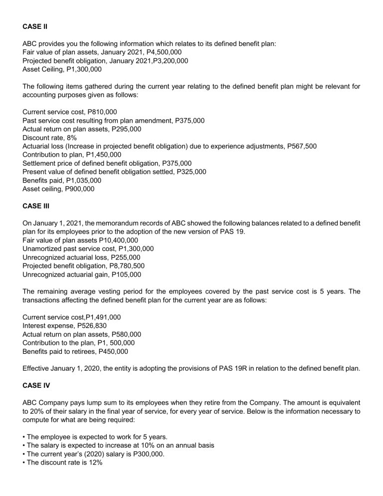 Defined Benefit Plan Case Studies
