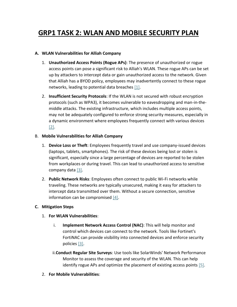 WLAN & Mobile Security Plan