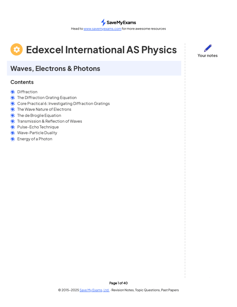 Edexcel AS Physics: Waves, Electrons & Photons Revision