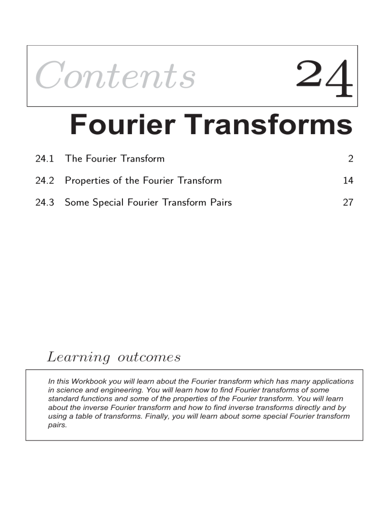 Fourier Transforms Workbook Properties And Applications