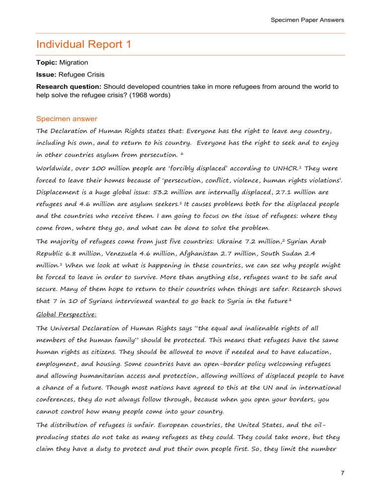 Refugee Crisis: Migration Report