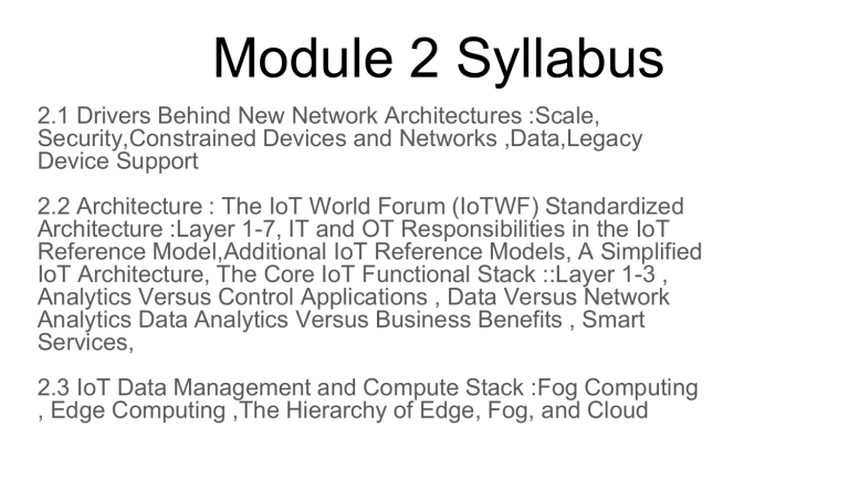 Module 2 Syllabus: IoT Network Architectures & Data Management