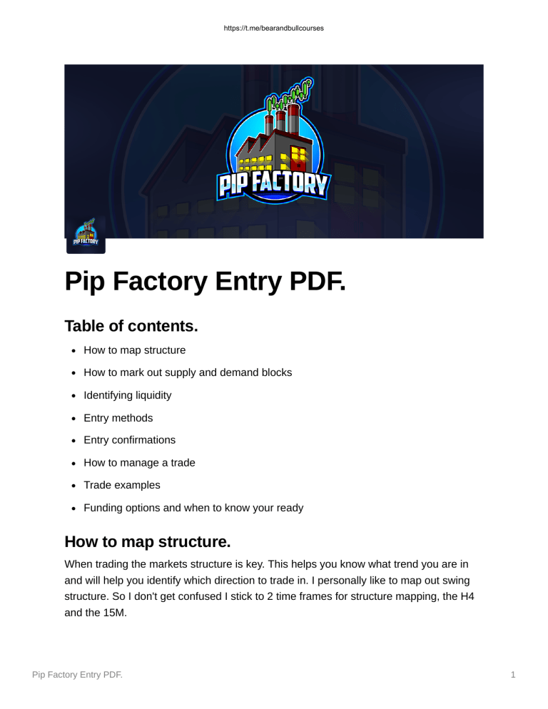Pip Factory Entry PDF: Trading Guide