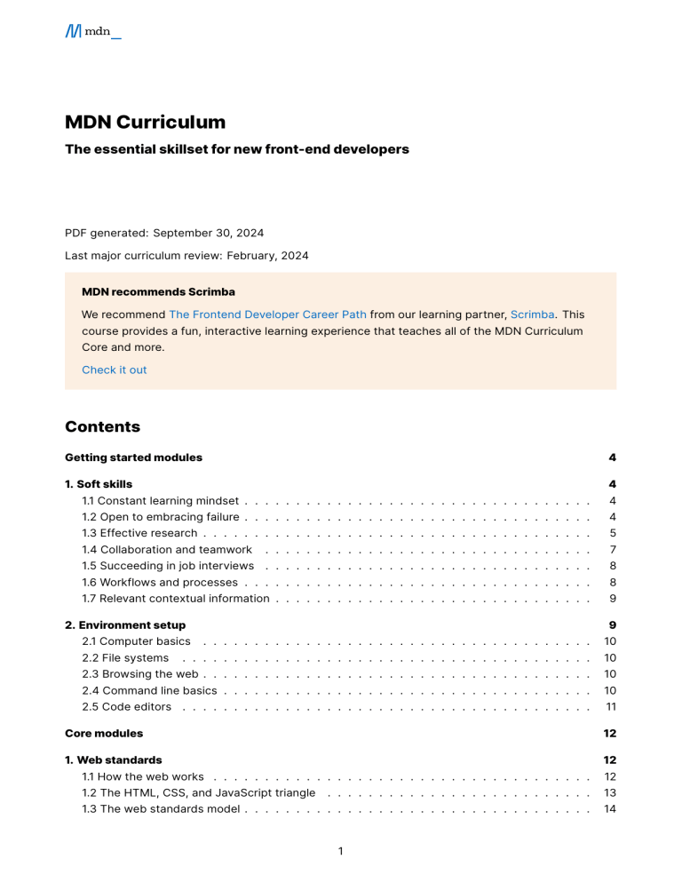 MDN Front-End Developer Curriculum