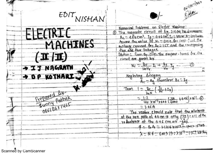 Electric Machines Lecture Notes: Magnetic Circuit Problems