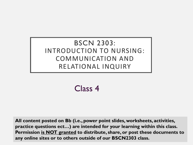 Nursing Communication & Relational Inquiry Presentation
