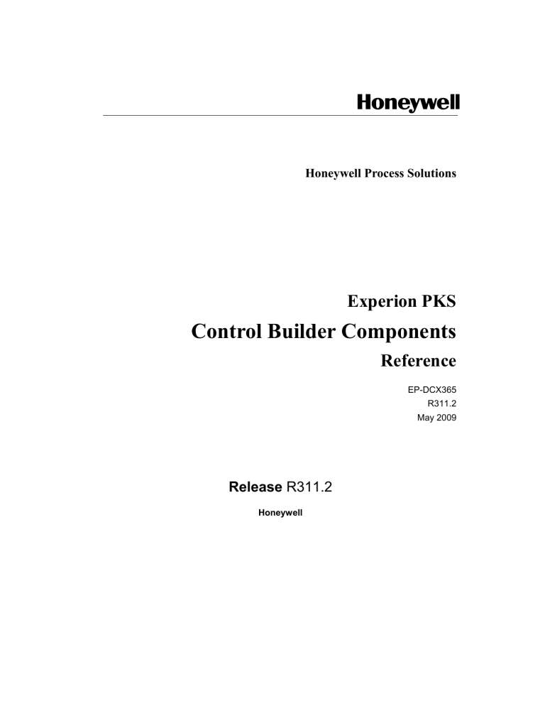 Experion PKS Control Builder Components Reference Manual