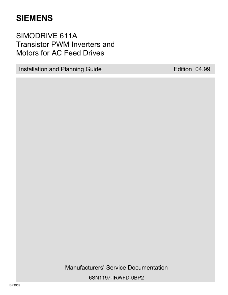 SIMODRIVE 611A Installation Guide