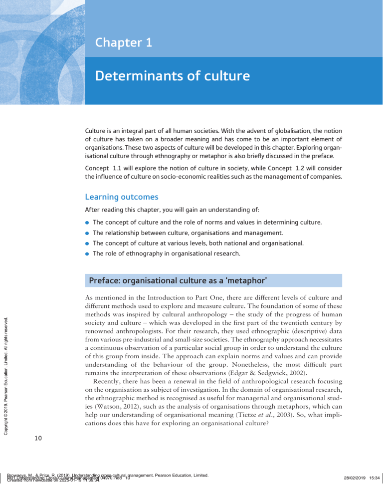 Determinants of Culture: Chapter Excerpt